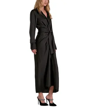 Elan Long Sleeve Wrap Maxi Dress - Black