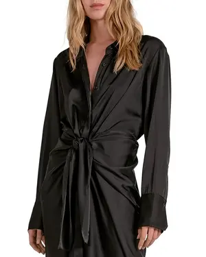 Elan Long Sleeve Wrap Maxi Dress - Black