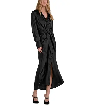 Elan Long Sleeve Wrap Maxi Dress - Black