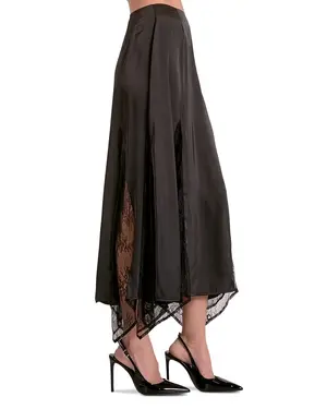Elan Lace Trim Midi Skirt - Black