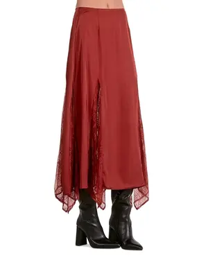 Elan Lace Trim Midi Skirt