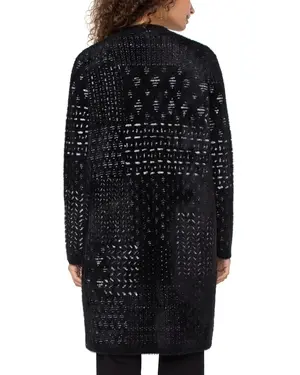 LIVERPOOL Open Front Sweater Coat - Black/ White Patchwork
