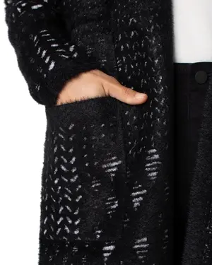 LIVERPOOL Open Front Sweater Coat - Black/ White Patchwork