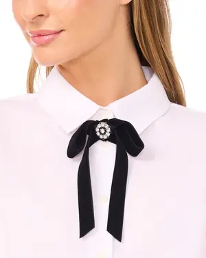 CECE DUPRAZ Crop Velvet Bow Top