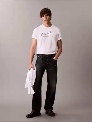 Calvin Klein Script Logo Graphic Easy T-shirt - Brilliant White