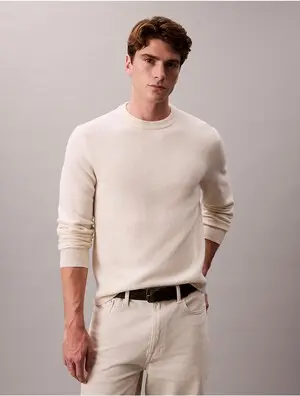 Calvin Klein Merino Wool Relaxed Sweater - Antique White