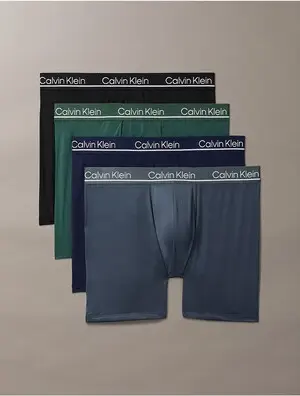 Calvin Klein Microfiber Stretch Plus 4-pack Boxer Brief - Kells Green / Black / Turbulence / Peacoat