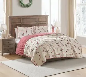 HALLMARK Multi Candy Canes 3-pc Holiday Quilt S Et, King