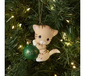 PRECIOUS MOMENTS Purr-fectly Festive' Dated 20 25 Cat Ornament - One-color