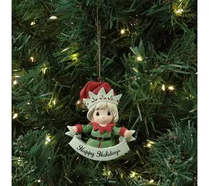 PRECIOUS MOMENTS Pm Happy Holidays Elf Flat Ornament - One-color