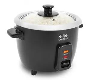 ELITE Cuisine 6-cup Rice Cooker W/ Glass Lid - One-color