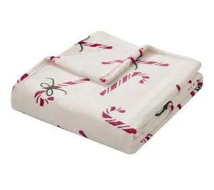 HALLMARK Red Candy Canes Plush Throw, 50' X 70