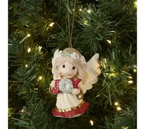 PRECIOUS MOMENTS Pm Joy To The World Annual Angel Holding Joyornament - One-color