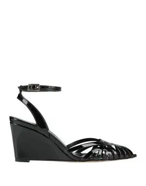 OVYE Patent-effect Wedge Sandals - Black
