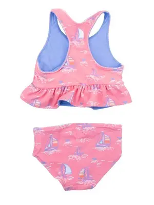 RUFFLEBUTTS Upf50 Sun Protected Reversible Peplum Tankini - Pink Seas The Day