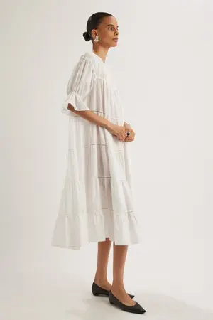 Merlette Paradis Open Tier Cotton Dress - White