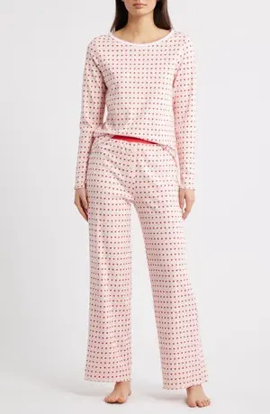 COZYLAND Ellie Print Pima Cotton Pajamas - Blush