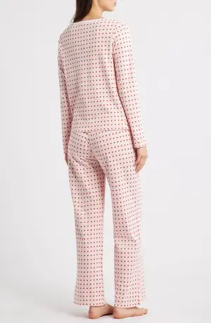 COZYLAND Ellie Print Pima Cotton Pajamas - Blush