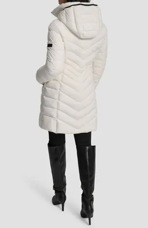 Dkny Hooded Chevron Puffer Jacket - Pearl