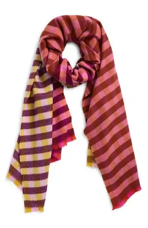 Echo Quarter Check Wrap Scarf - Rose Violet