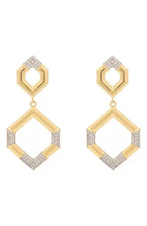 ST. MORAN Hexagon Double Drop Earrings - Gold