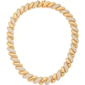 ST. MORAN Twist Pave Link Necklace - Gold