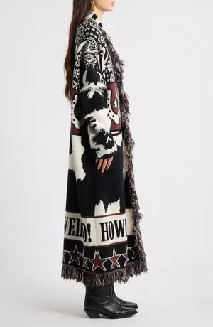 DRESSED IN LALA Jacquard Longline Cardigan