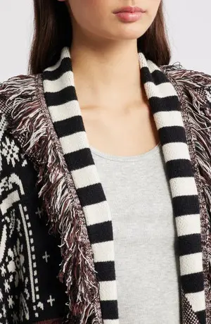 DRESSED IN LALA Jacquard Longline Cardigan