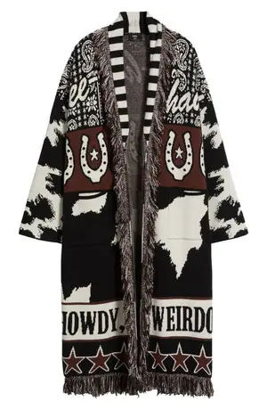 DRESSED IN LALA Jacquard Longline Cardigan