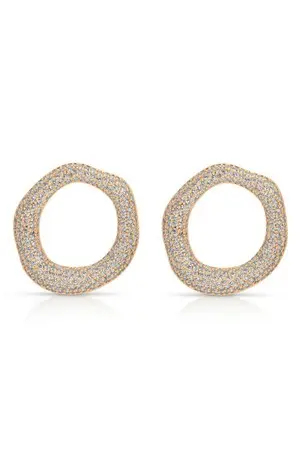 Ettika Pavé Cubic Zirconia Open Circle Drop Earrings - Gold