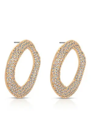 Ettika Pavé Cubic Zirconia Open Circle Drop Earrings - Gold
