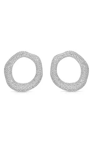 Ettika Pavé Cubic Zirconia Open Circle Drop Earrings - Silver