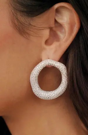 Ettika Pavé Cubic Zirconia Open Circle Drop Earrings