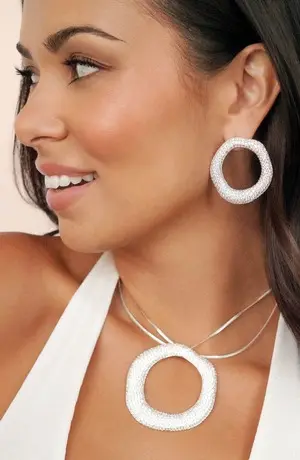 Ettika Pavé Cubic Zirconia Open Circle Drop Earrings