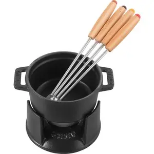 STAUB Cast Iron 0.25-quart Mini Fondue Set - Matte Black