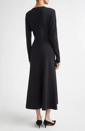 Carolina Herrera Chrysanthemum Embroidered Jersey Midi Dress