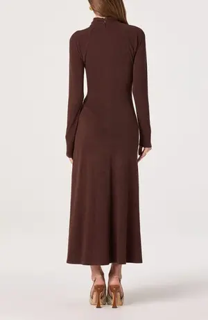 Astr The Label A-line Mock Neck Long Sleeve Dress
