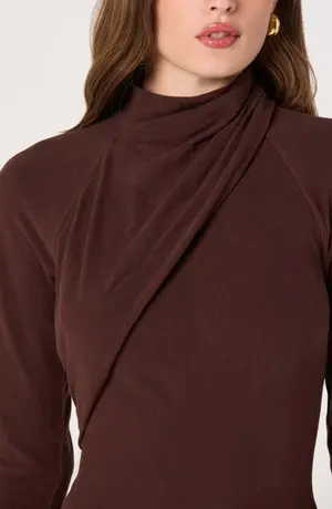 Astr The Label A-line Mock Neck Long Sleeve Dress