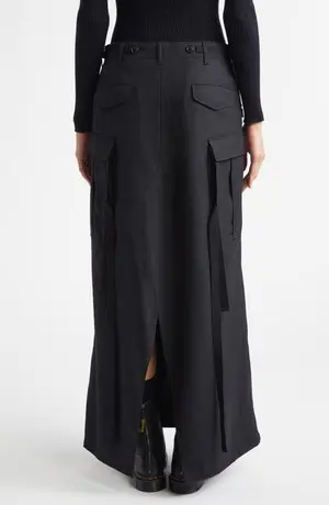 Junya Watanabe Wool-blend Serge Maxi Skirt