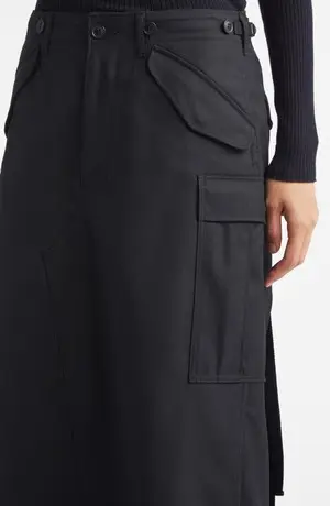 Junya Watanabe Wool-blend Serge Maxi Skirt