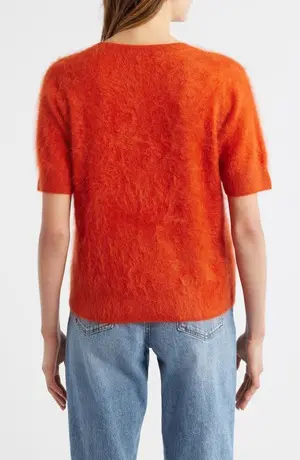 MARGARET O'LEARY Brushed Cashmere Short Sleeve Sweater