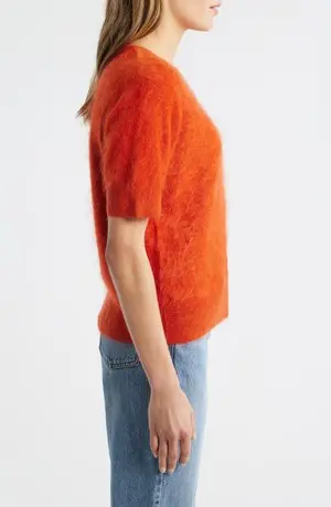 MARGARET O'LEARY Brushed Cashmere Short Sleeve Sweater