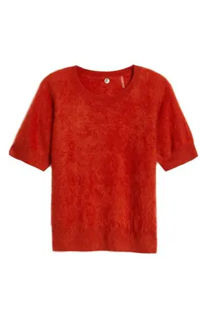 MARGARET O'LEARY Brushed Cashmere Short Sleeve Sweater