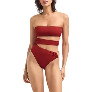 VITAMIN A® Lolita Cutout Rib One-piece Swimsuit - Deep Madder