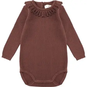 RYLEE + CRU Ruffle Collar Rib Bodysuit