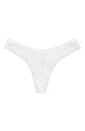 SKIMS Lightweight Stretch Cotton Pointelle Thong Snow