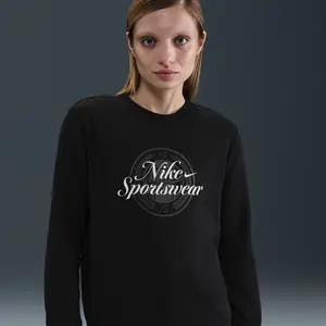 Nike Sportswear Club Fleece Graphic Crew-neck Sweatshirt - Black
