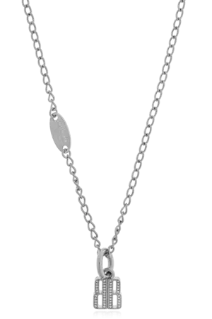 Balenciaga Pendant Necklace With Crystals - Silver