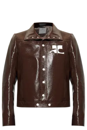 COURREGES Logo Lacquered Jacket - Brown