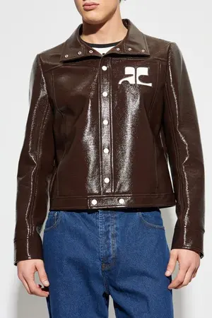 COURREGES Logo Lacquered Jacket - Brown